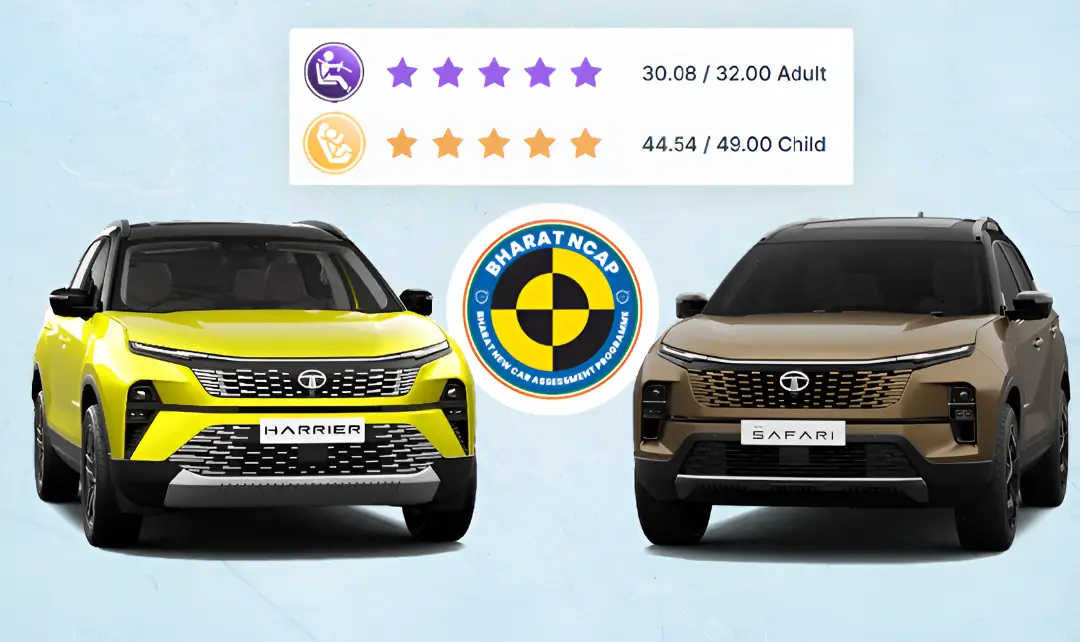 Tata Harrier & Safari Petrol Crash Test Results from BNCAP Revealed